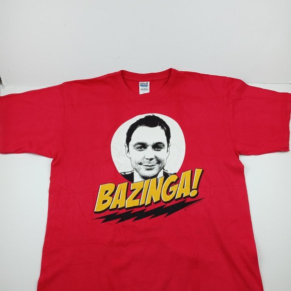 Warner Bros. | Shirts | The Big Bang Theory Bazinga Mens Red Graphic Tshirt Size Large Sheldon ...